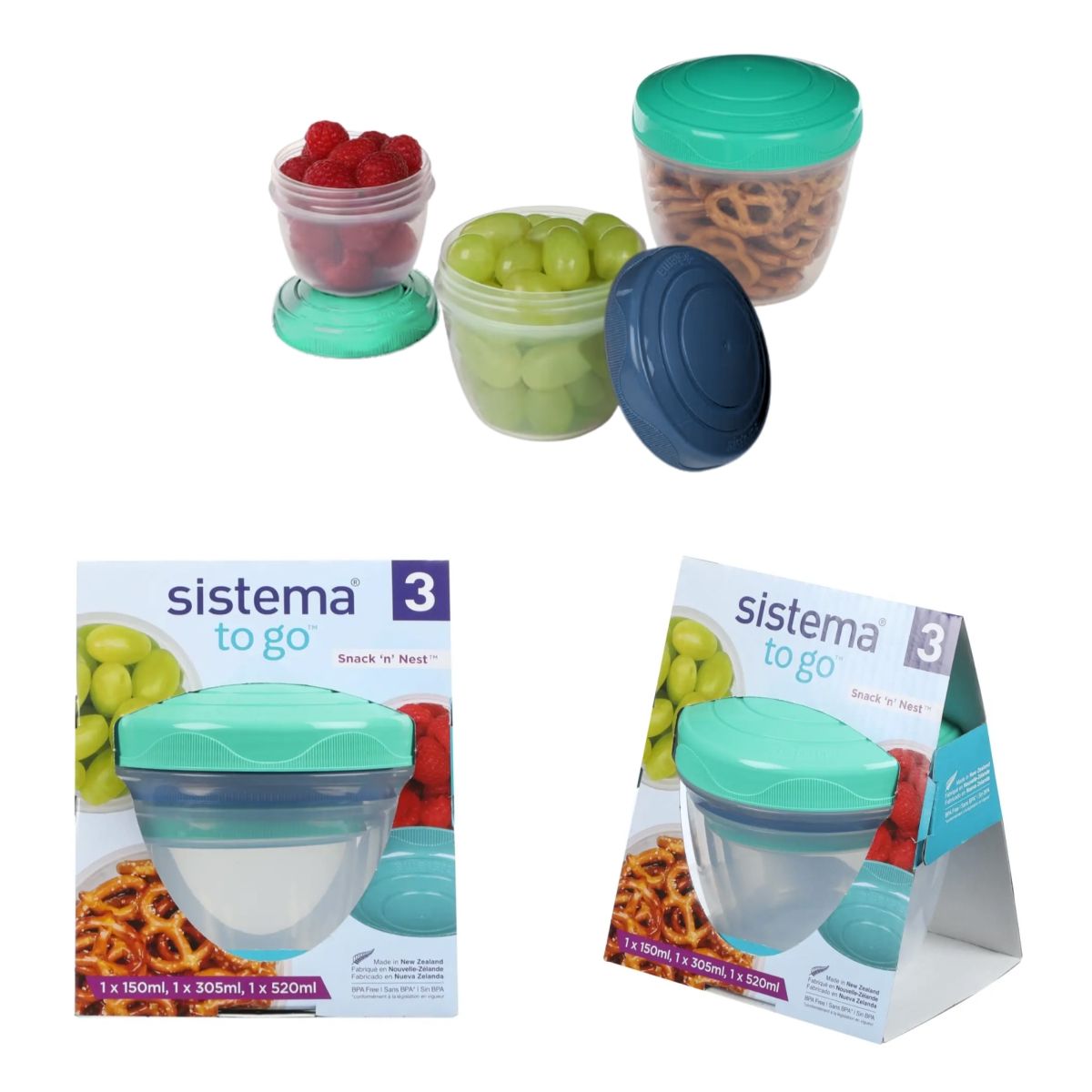 (紐西蘭製造) Sistema To Go保鮮盒三件裝 (150ml; 305ml; 520ml) | The Club – Rewards